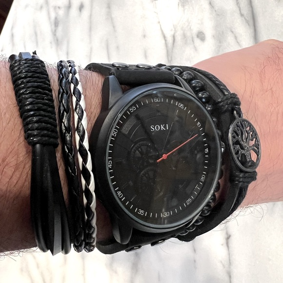 Soki | Accessories | New Soki Black Strap Watch And Bracelet Boxed Set ...